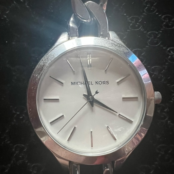 Michael Kors | Jewelry | Michael Kors Slim Runway White Dial Stainless ...